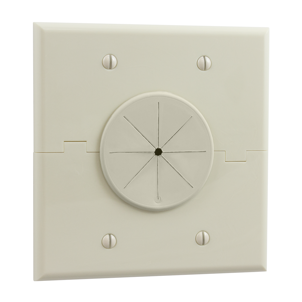 Double Gang Splitport™ with Grommet, Light Almond || Midlite